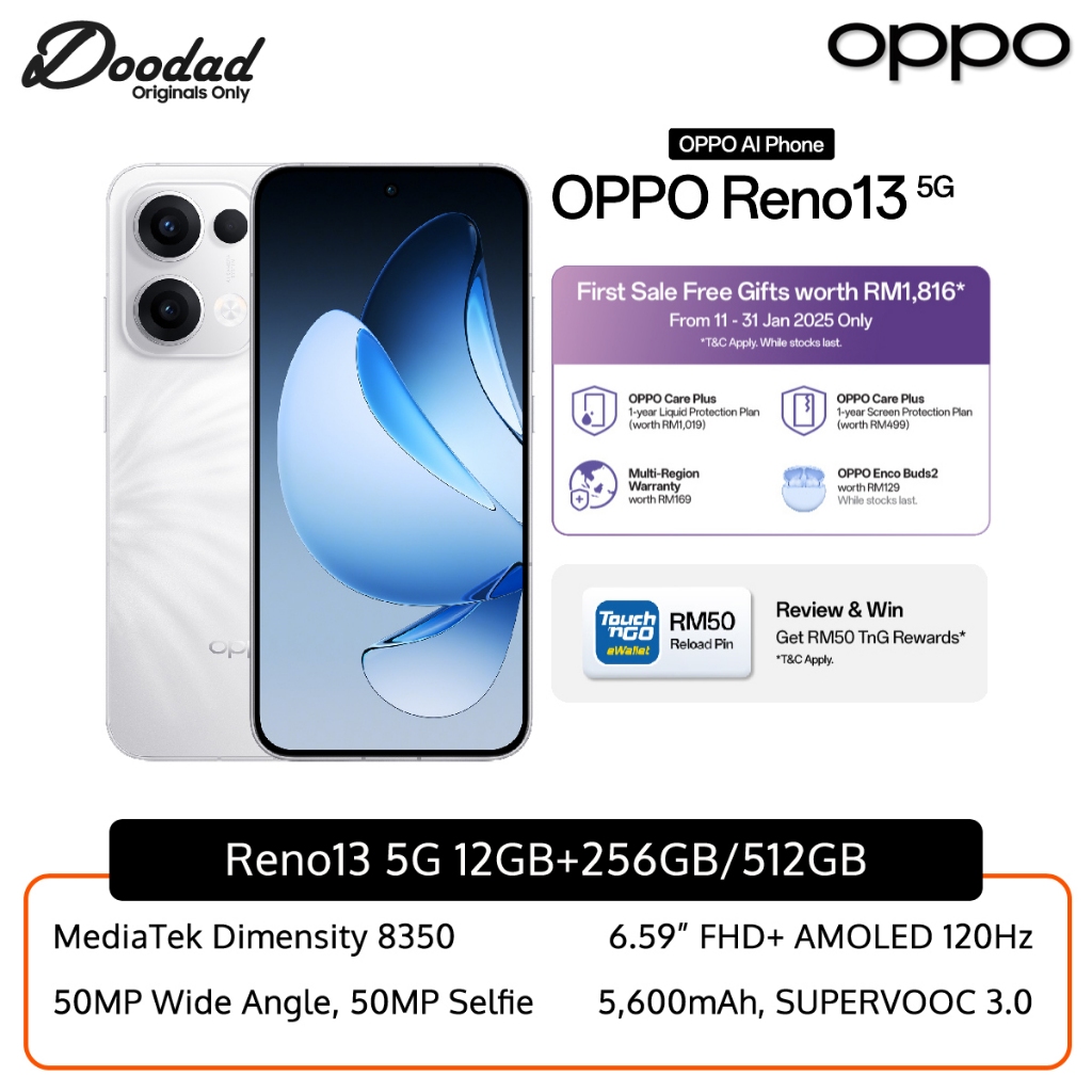OPPO Reno 13 5G Mediatek 8350 12GB+256GB/512GB | MY Set | 1 Year ...