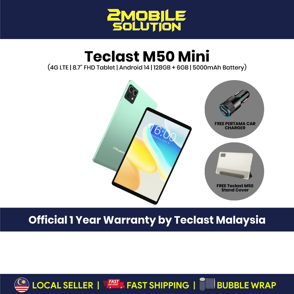 (Origianl) Teclast M50 Mini 4G 8.7" Tablet | T606 6GB + 128GB | 13MP AI Camera | Android 14 ...