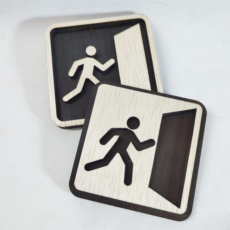 (Top Craft) Papan Tanda Mini Pintu Keluar Exit Sign Wood Signage ...