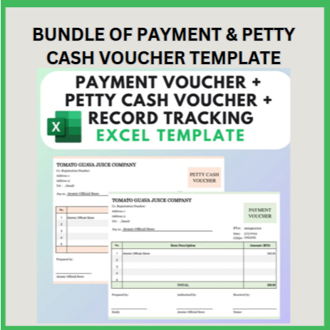 Bundle of Payment Voucher + Petty Cash Voucher + Payment Record Tracker ...