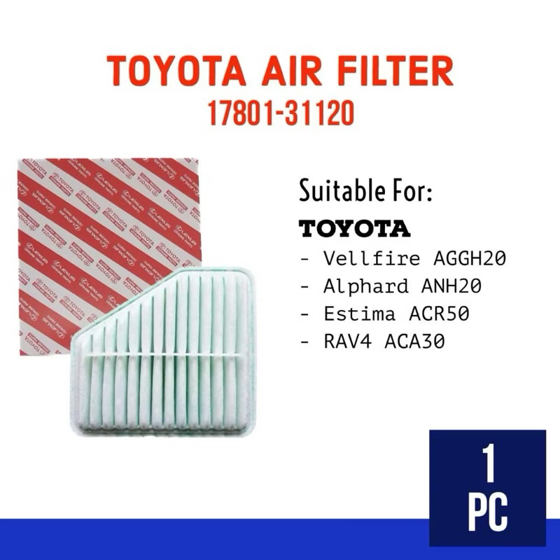 TOYOTA 17801-31120 AIR FILTER - VELLFIRE AGGH20/ ALPHARD ANH20/ ESTIMA ...