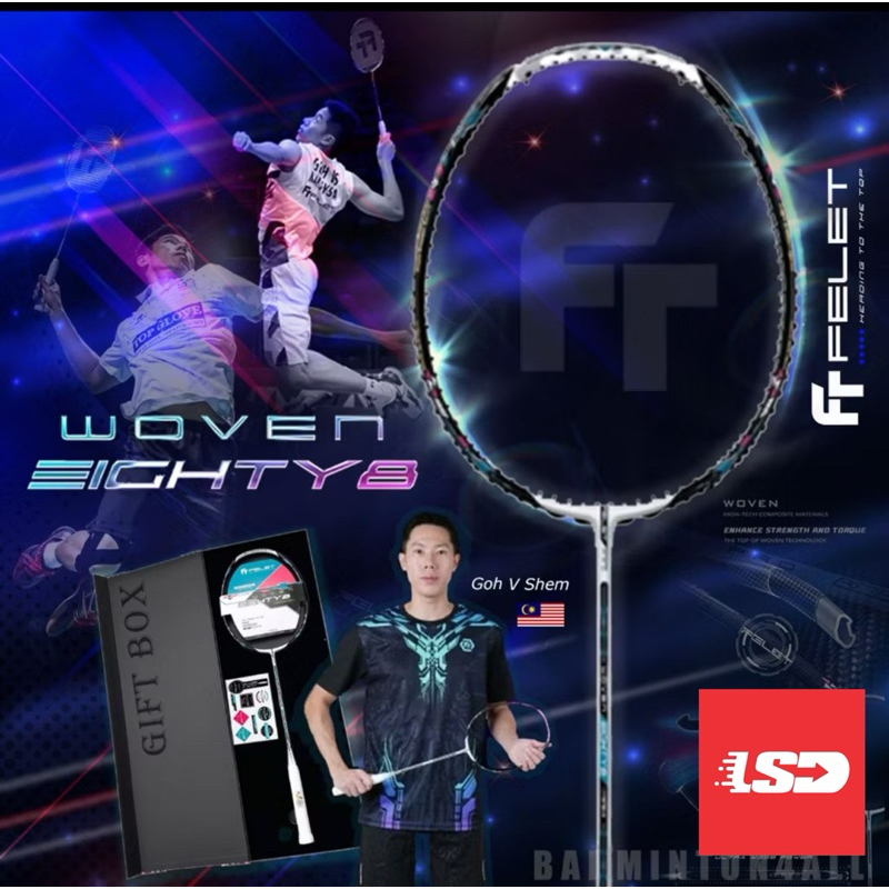 FELET WOVEN EIGHTY8 Badminton Racket 100% Original by FLEET + FREE GRIP ...