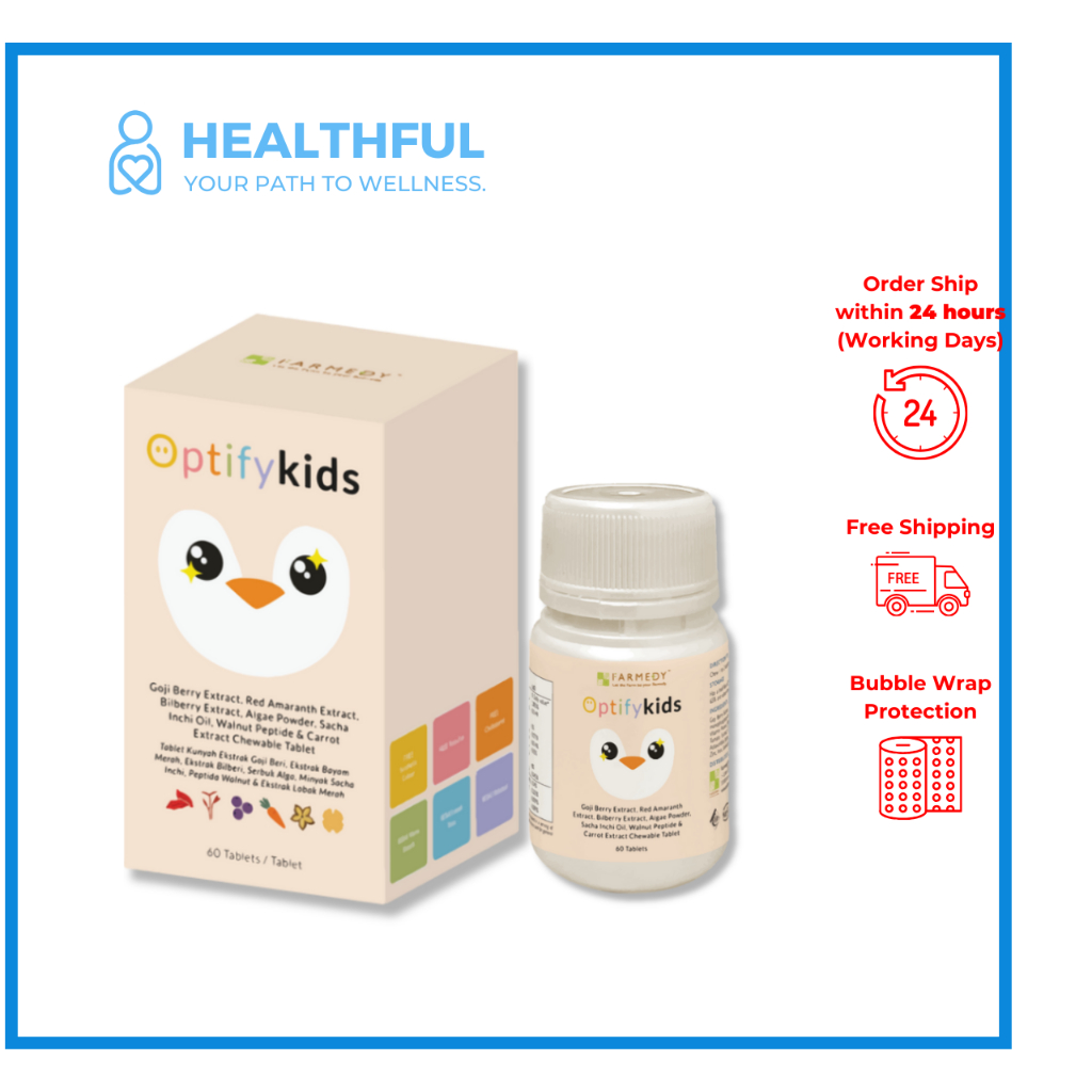 Farmedy OptifyKids Vision Care Natural Chewable Tablet 60s | Shopee ...