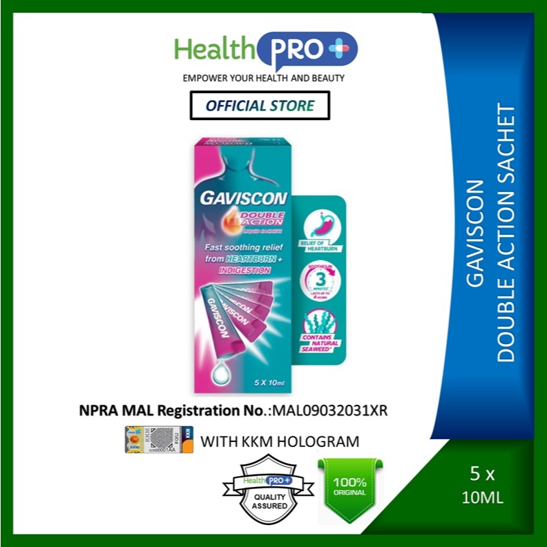 GAVISCON Heartburn & Indigestion Relief Double Action Sachet 5 x 10ml ...