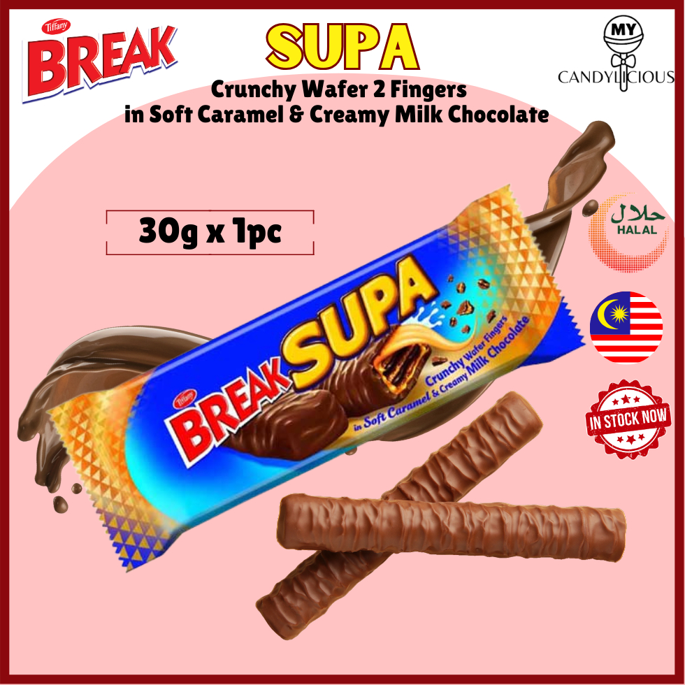 30gm BREAK Supa 2 finger Chocolate Caramel Wafer Coklat Karamel Crunchy Chocolate Bar | Shopee ...
