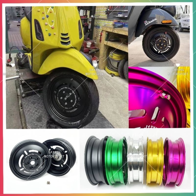CNC SPORT RIM SET X-MVR1 VESPA PRIMAVERSA 150 SPRINT 150 ALLOY J12XMT3 ...