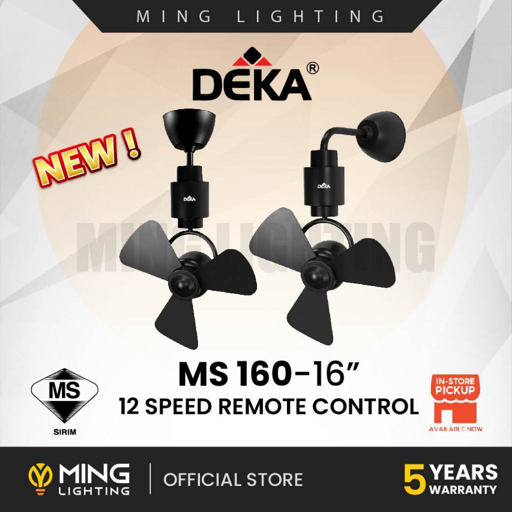 (Sirim) DEKA Corner Fan MS 160 Ceiling Fans 3 Blades DC Motor Remote ...