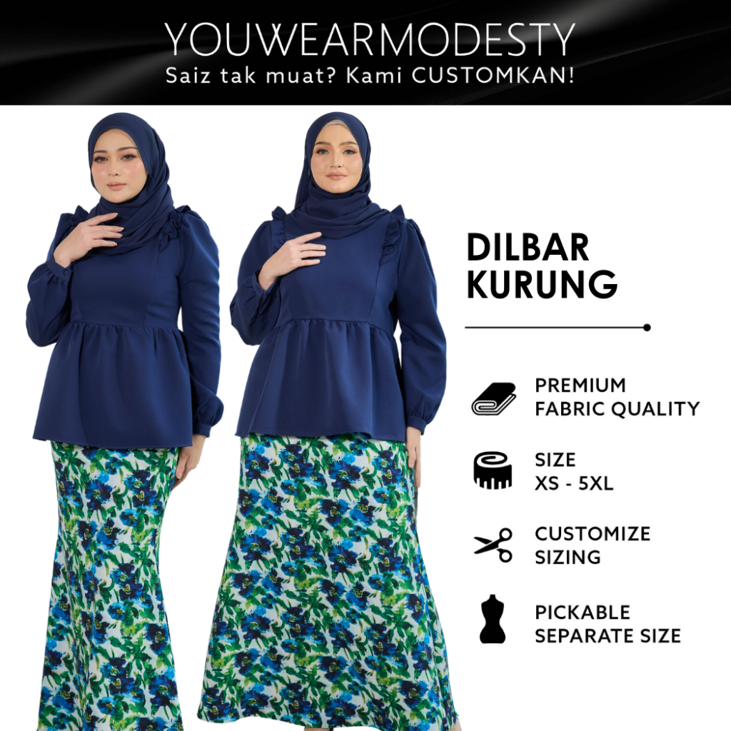 YouWearModesty Dilbar Mermaid Kurung Baju Kurung Muslimah Plus Size ...