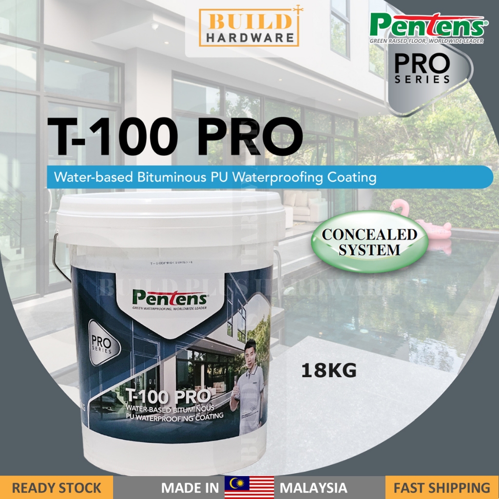PENTENS T-100 PRO 18kg Water-Based Bituminous PU Waterproofing Coating 防水用聚胺酯 Salutan Kalis Air ...