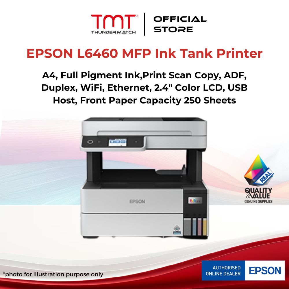EPSON L6460 MFP Ink Tank Printer/A4, Full Pigment Ink, Print Scan Copy ...