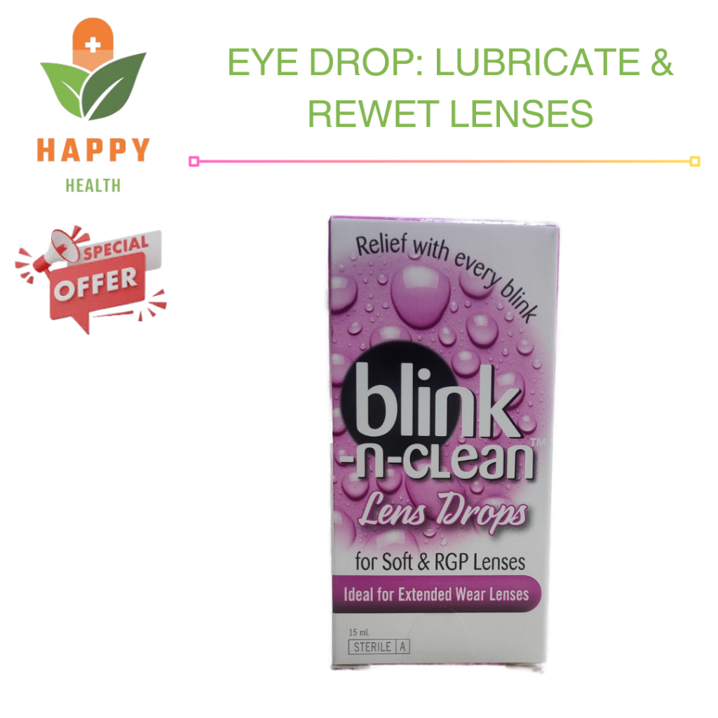 [ Exp 8/2026 ] Blink N-Clean Lens Drops 15ml - Ideal for Extended Wear ...