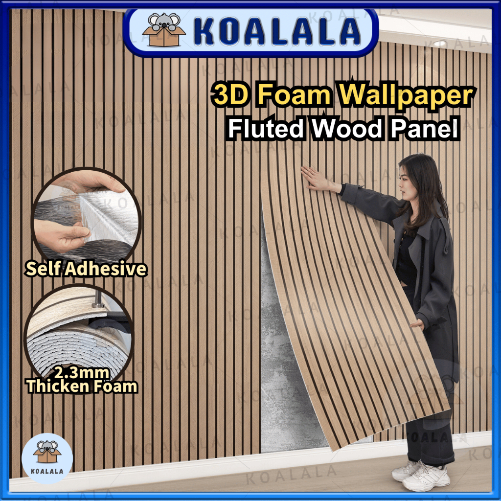 【3 Meter】Modern 3D Wood Foam Sticker Dinding Wall Ceiling Bedroom Decor ...