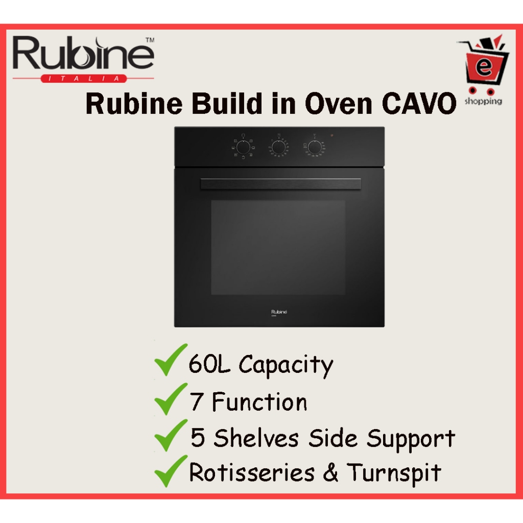 Rubine Built-In Oven RBO-CAVO-60BL Free Shipping/Authorised Seller/内置烤箱 | Shopee Malaysia
