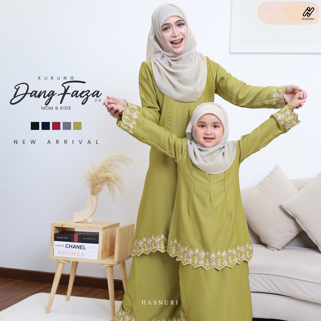 HASNURI Baju Kurung Dang Faeza Mom and Kids 2.0 | Baju Kurung Moden Sulam Dobby Embroidery ...