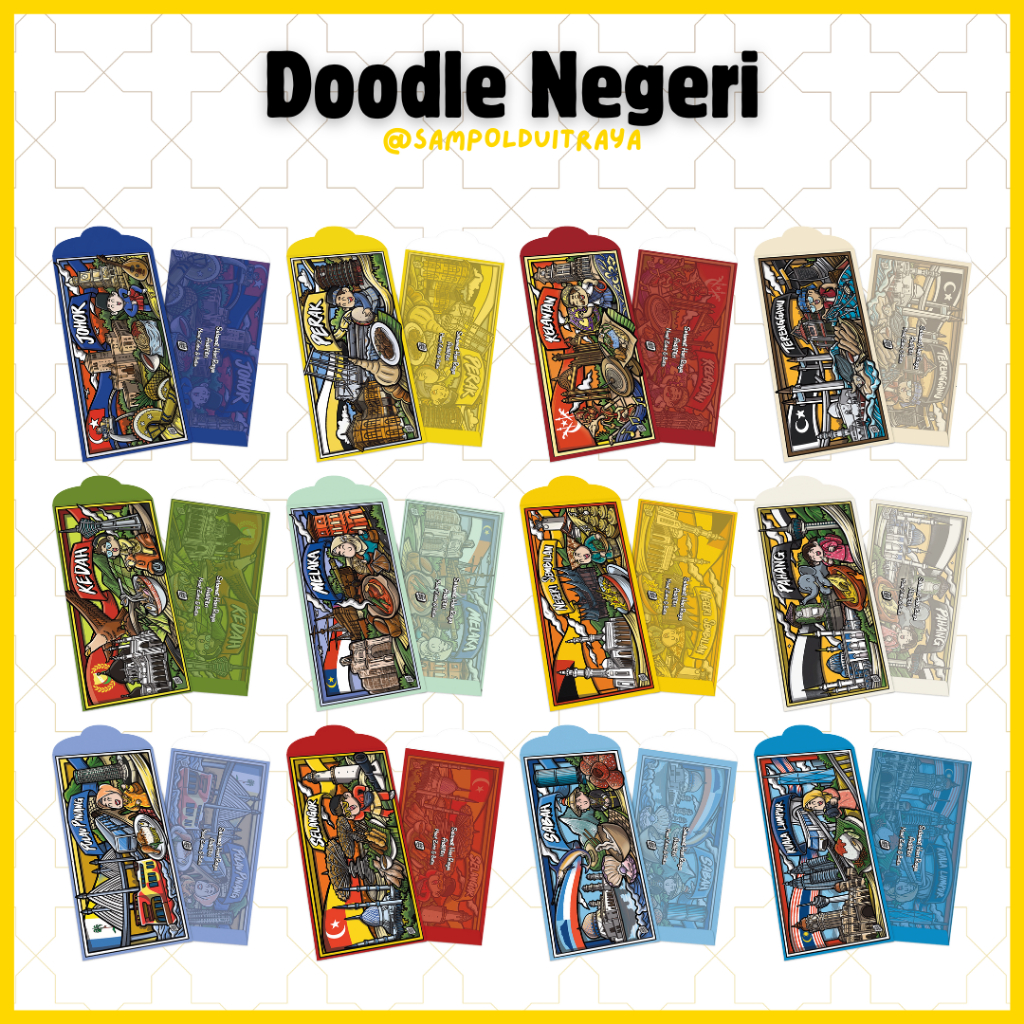 Doodle Negeri Johor Kelantan Terengganu Selangor | Sampul Duit Raya ...
