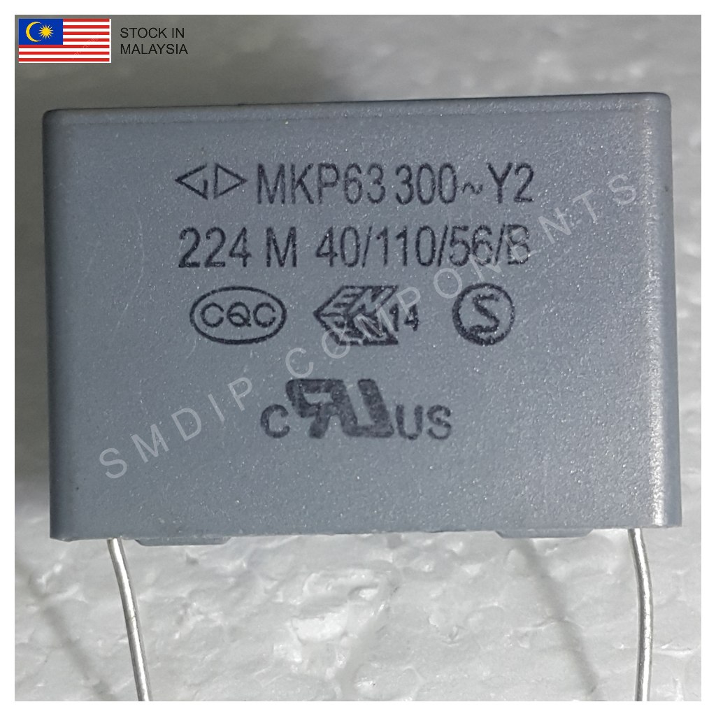 MKP63 0.22uF 300V, Y2 AC Film Capacitor, 21(H) x 12(D) x 27mm (Lead ...