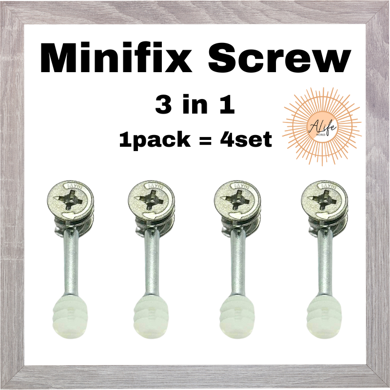 ALife 3 in 1 Minifix Screw 4set Housing Bolt Nut Connector Part Screw ...