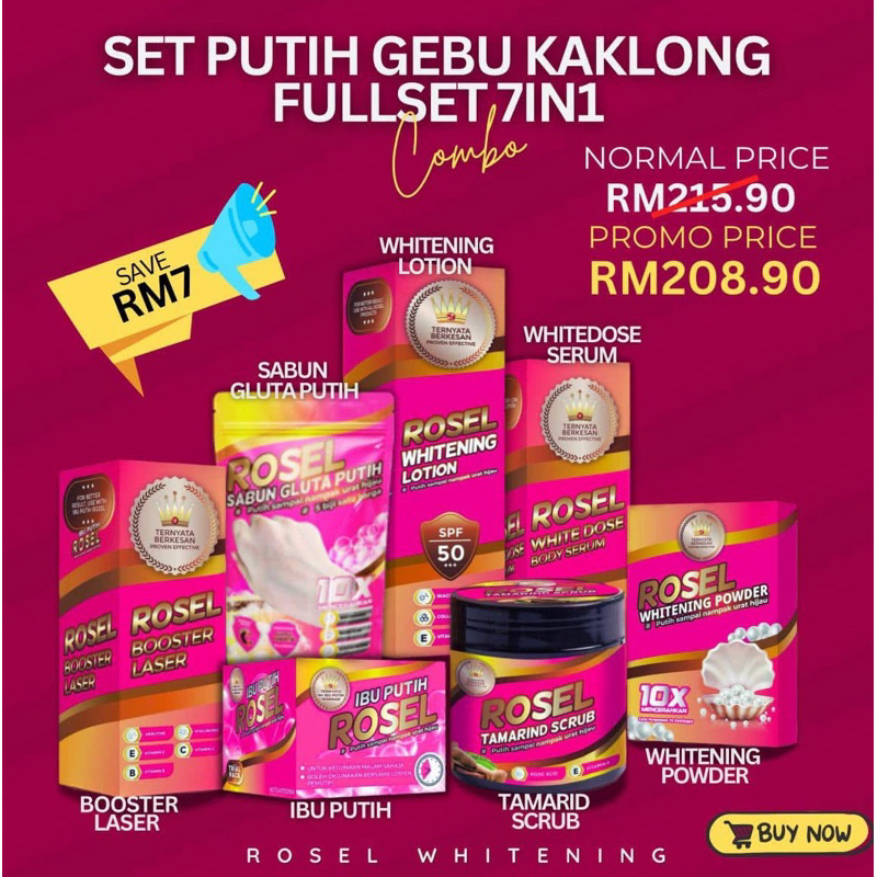 ROSEL SET Body Care Lotion Soap Gluta WHITENING EXTRA 10X GANDA PUTIH ...