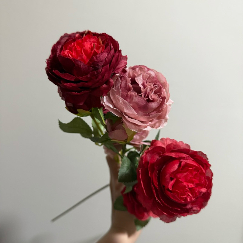 Artificial Flower Peony Roses Ros Bunga Daun leaves Plastik Deco ...