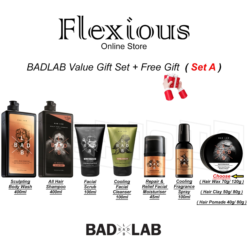 *BADLAB* Personal Care For Men Cooling Value Gift Set + Free Gift ( Set ...