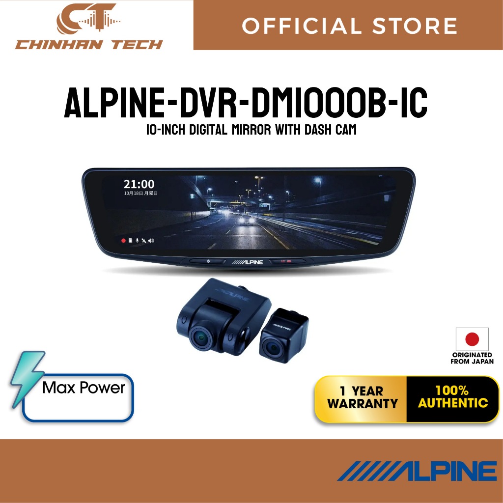 ALPINE DVR-DM1000B-IC 10-inch Digital Mirror with Dash Cam | Shopee Malaysia