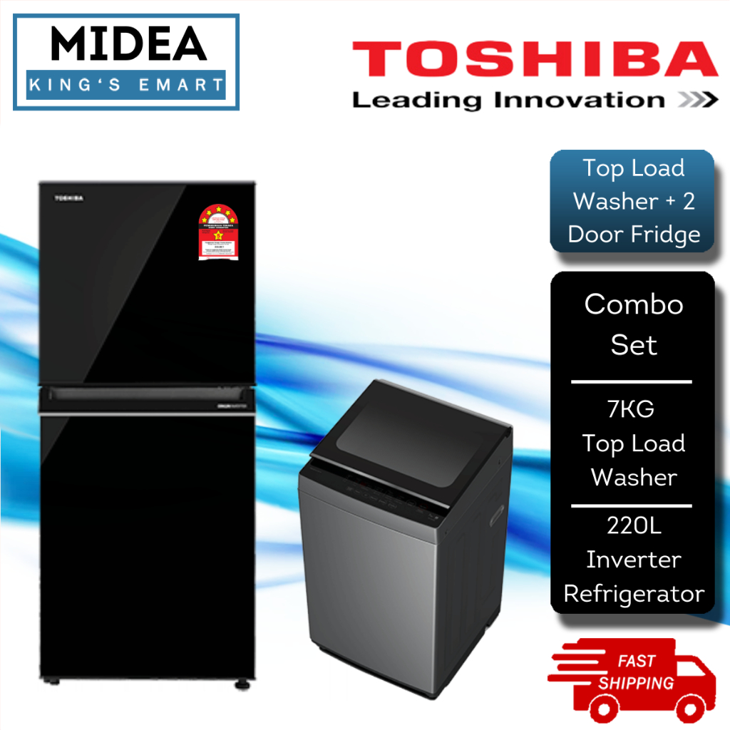 [COMBO SET] Toshiba 2 Door Refrigerator (220L) GR-RT230WE-PMY & Fully ...