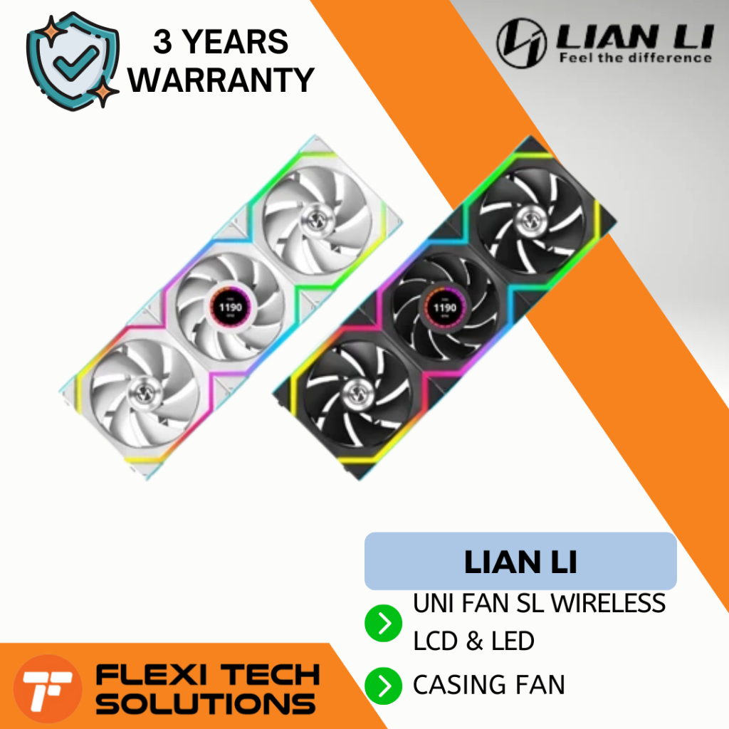 Flexi Tech LIAN LI UNI FAN SL WIRELESS LCD & LED 120 Single Pack / 3 in ...