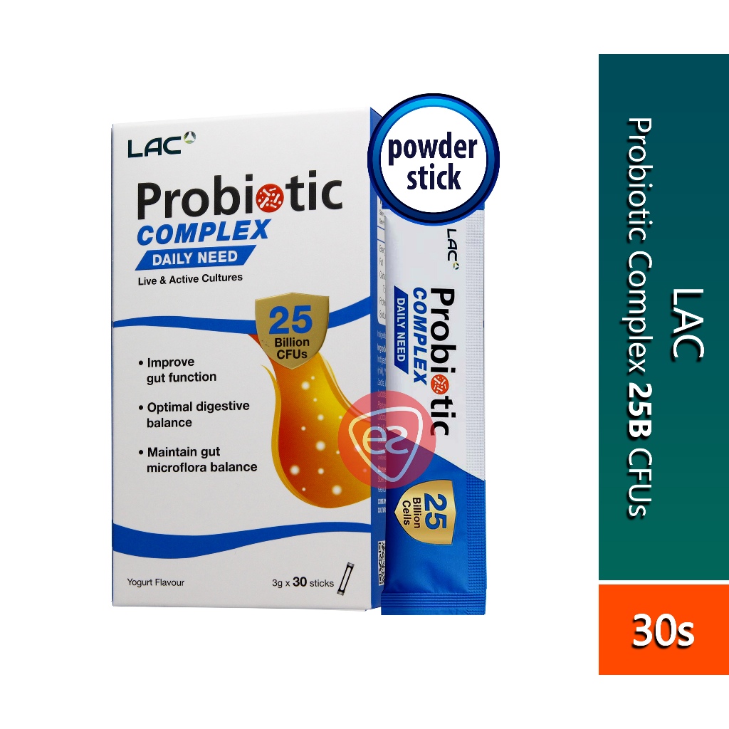 LAC Probiotic Complex 25 Billion CFUs 3g x30 Powder Sticks Daily Need ...