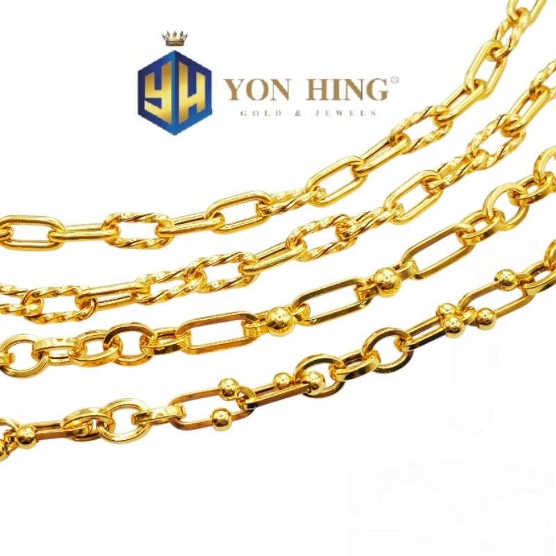 Rantai Tangan Sauh Paper Clip Pelbagai Design (Budak) Emas 916 Yon Hing ...