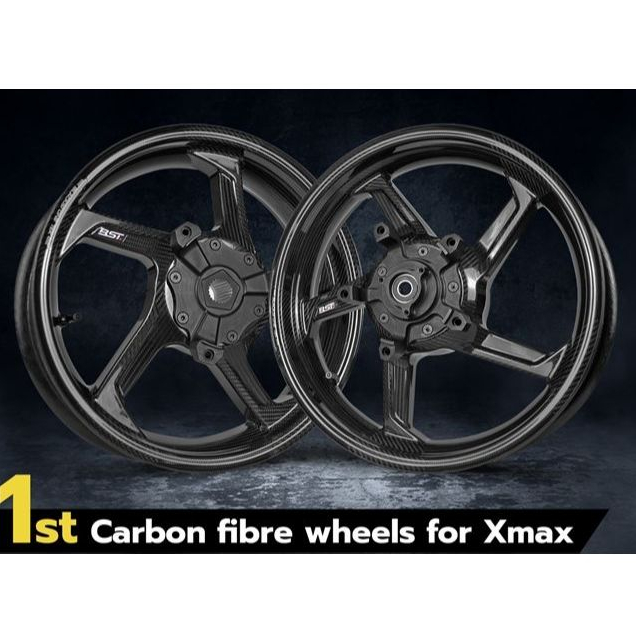 BST Star TEK Forged Carbon Fiber Rims Set Yamaha Xmax V1 V2 V3 250 300 ...