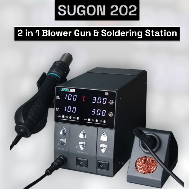 SUGON 202 760W 2-in-1 Soldering Iron Hot Air Gun Rework Station Electric for PCB / IC / SMD ...