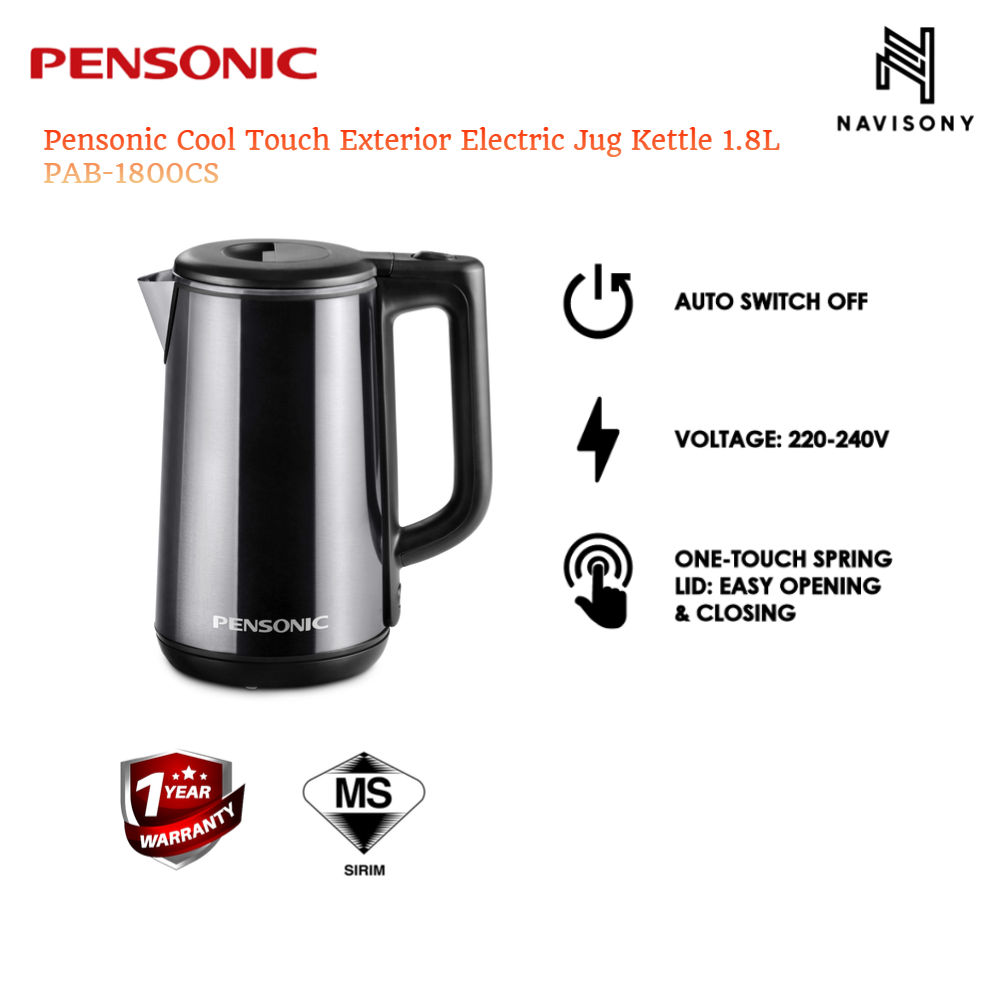 Pensonic Cool Touch Exterior Electric Jug Kettle 1.8L PAB-1800CS ...