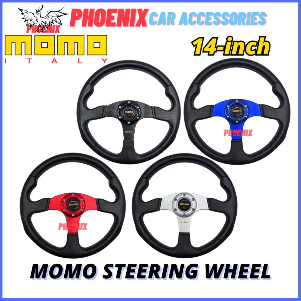 14'' PU MOMO ITALY Racing Sport Steering Wheel - JDM Sport Style Universal For CAR | PROTON ...