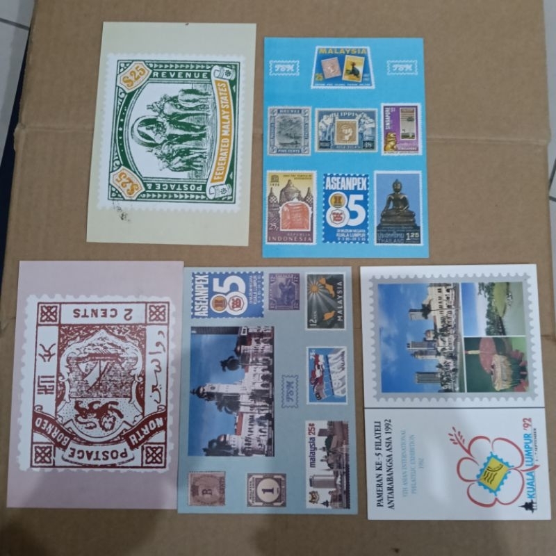 poskad 5 pcs mixed new old stock postcard pos Malaysia stamp postage ...