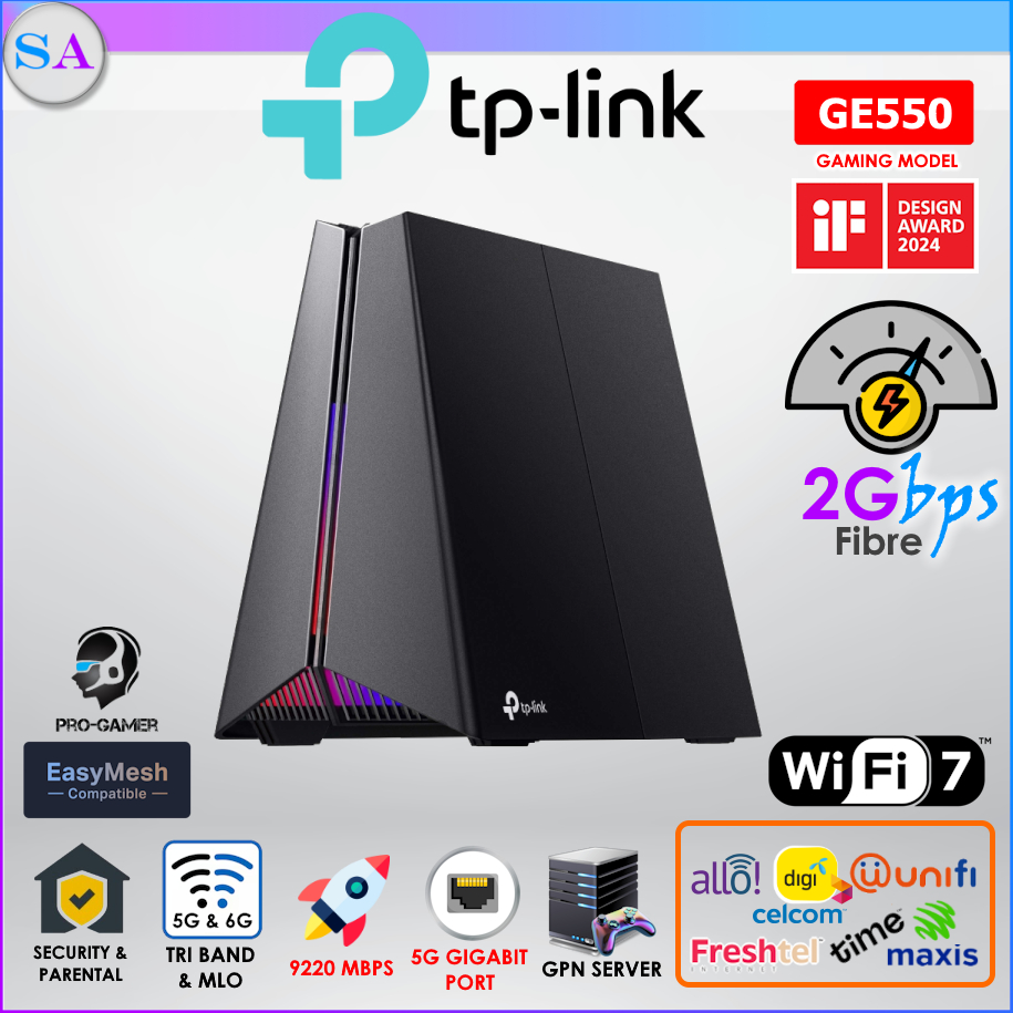 TP-Link Archer GE550 BE9300 WiFi 7 Wireless Tri Band EasyMesh Gigabit ...