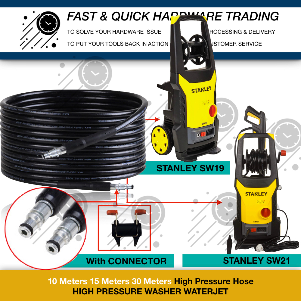 5M 10M 15M 30M WATERJET HOSE STANLEY SW19 SW21 HIGH PRESSURE SW 21-XD WASHER WATERJET AQT 3311 ...