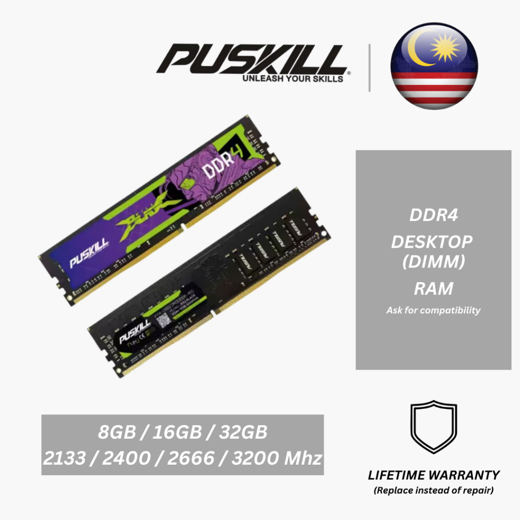 PUSKILL | DDR4 | 8GB/16GB/32GB | DESKTOP RAM | Shopee Malaysia