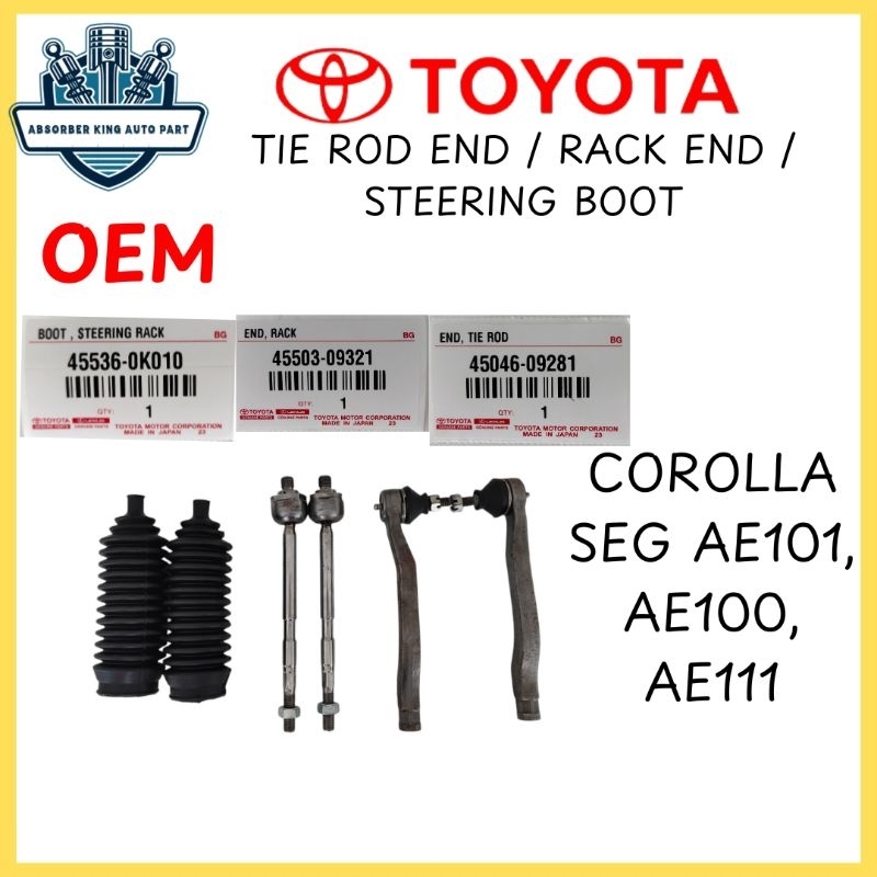 OEM TOYOTA CORROLA SEG AE101,AE100,AE111 TIE ROD END,RACK END,STEERING ...
