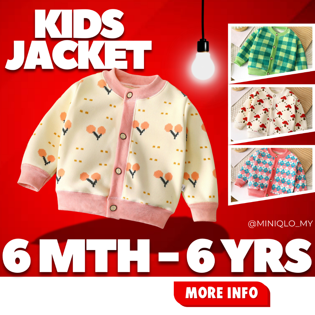 MINIQLO Jaket Budak Boy Girl Winter Jacket Kids Sweater Budak Sweater ...