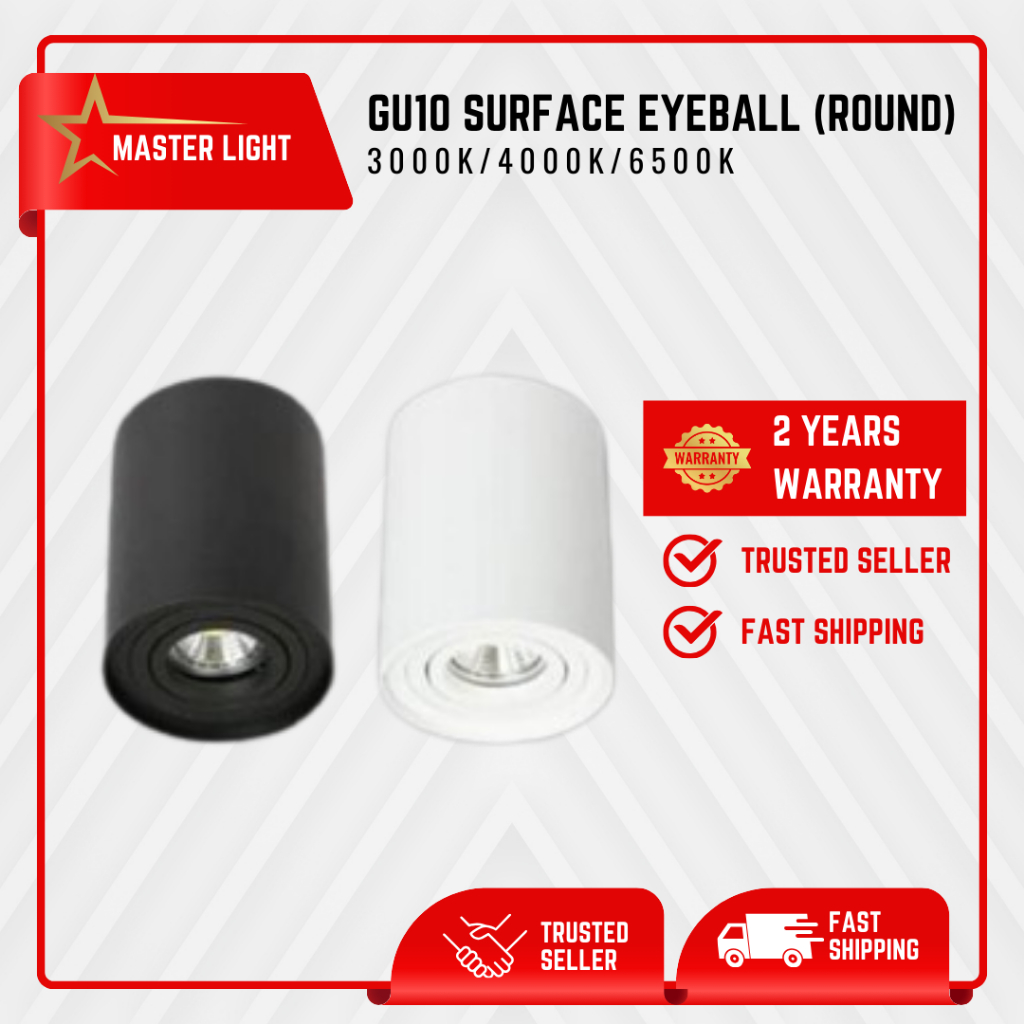 SURFACE MOUNTED EYEBALL / SPOTLIGHT FITTING LED GU10 ROUND CEILING ...