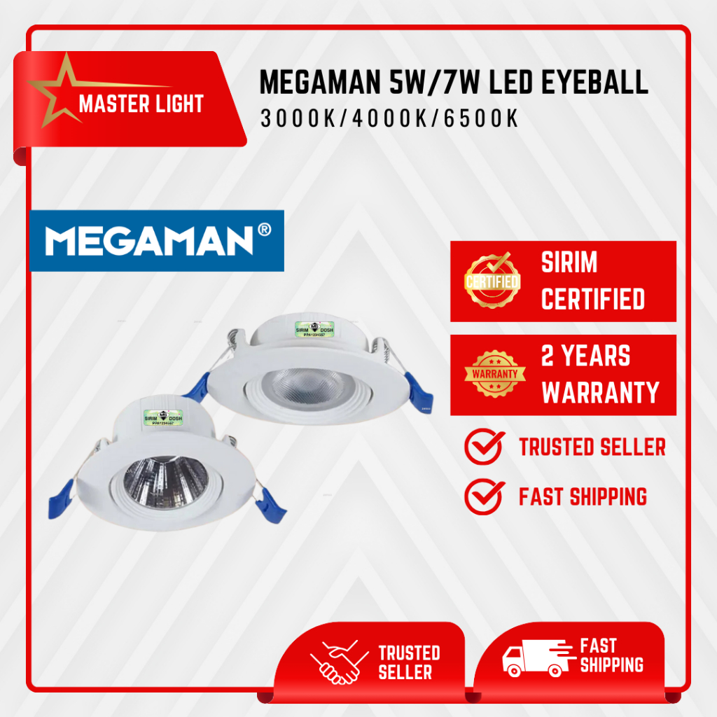 [SIRIM] MEGAMAN 5W/7W LED EYEBALL, RECESSED LED SPOT LIGHT, MODERN LED ...