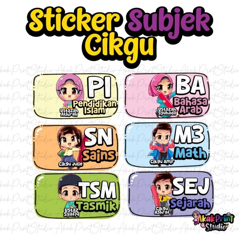 80pcs Sticker Label tepi buku cikgu kartun | Shopee Malaysia