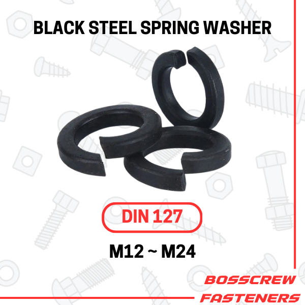 Black - Steel Spring Washer m12 ~ m24 (M12 M14 M16 M18 M20 M22 M24 ...