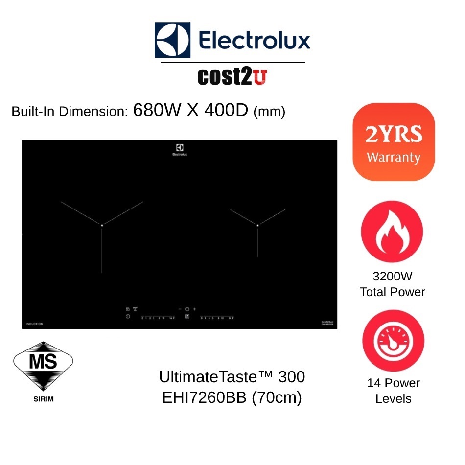Electrolux 70cm UltimateTaste 300 Built-in Induction Hob | EHI7260BB ...