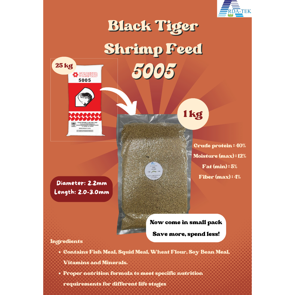Starfeed 5005 (1kg) | Premium shrimp feed | HACCP Certified | Black ...
