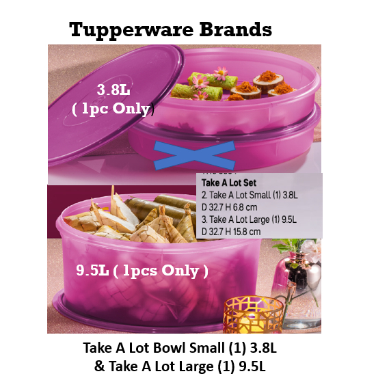 Tupperware Take A Lot Set 3.7L/ 9.5L ( Pink / Purple / Green ) | Shopee ...