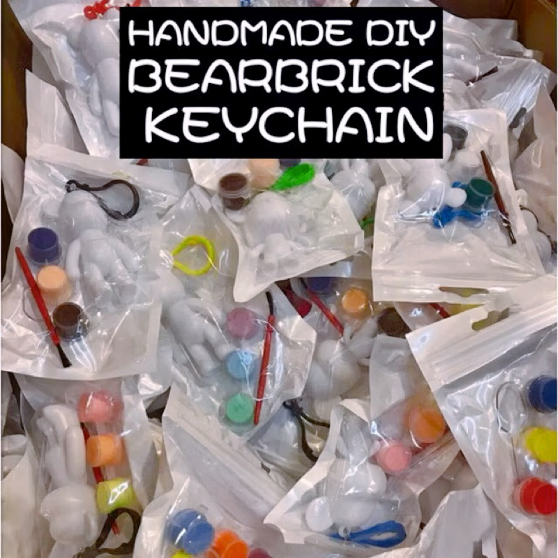 Diy Fluid Bearbrick Keychain Art Craft Handmade Diy Color Bear Painting ...