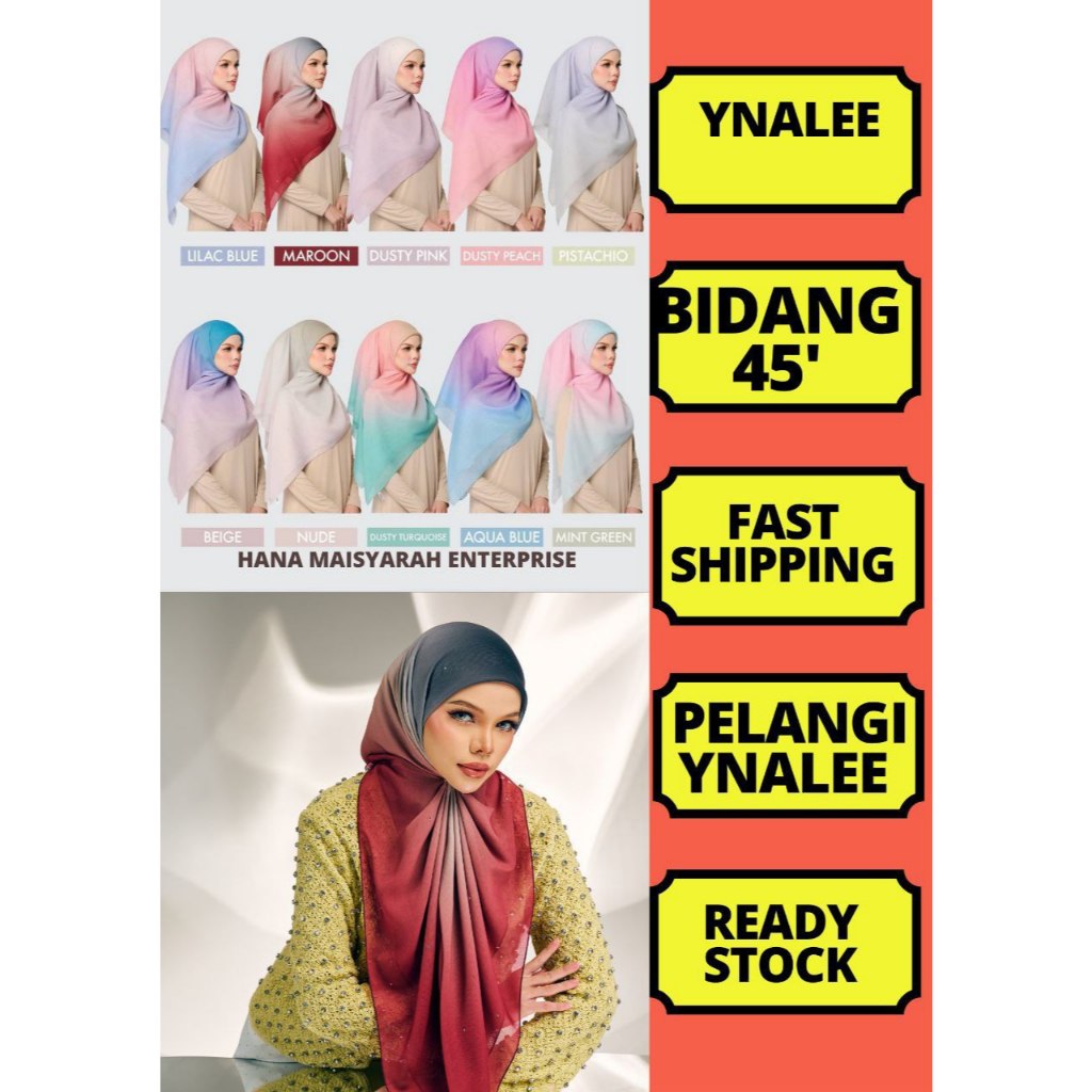 Ynalee pelangi Leeyanarahman scarves tudung bawal plain Mono Raya ...