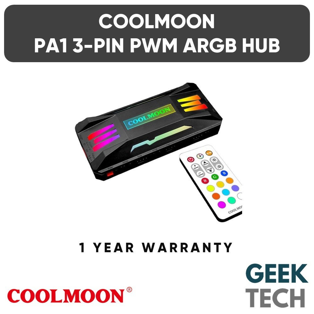 COOLMOON PA1 10-Port 5V ARGB 8-Port PWM Fan ARGB Hub with Remote ...
