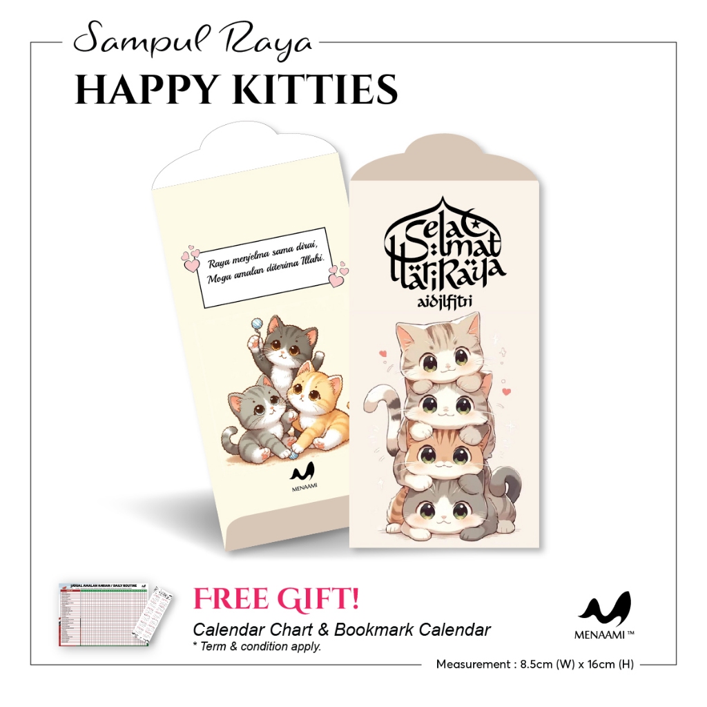 [ PAKET 7+1 PERCUMA ] Happy Cat Sampul Raya Cantik ANGPAO MONEY PACK ...